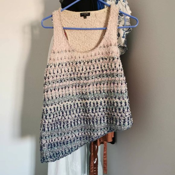 CHANEL | Tops | Used Authentic Chanel Embroidered Knitting Top | Poshmark